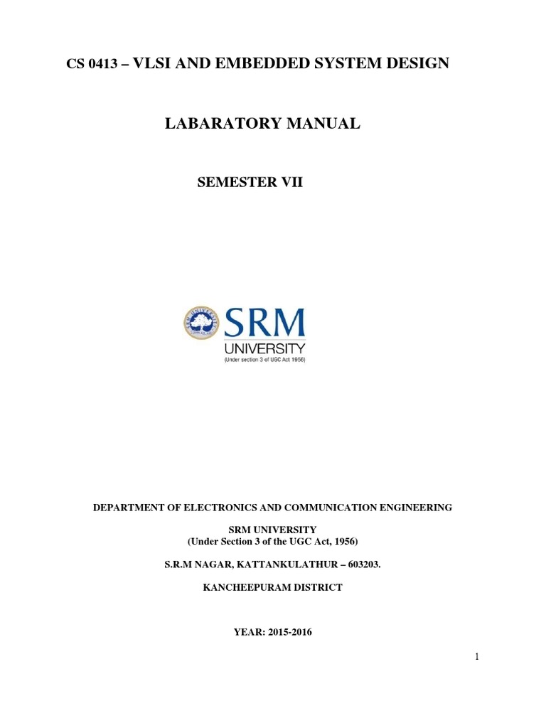 VLSI and Embedded Systems Lab Manual | PDF | Computer Program | Programming