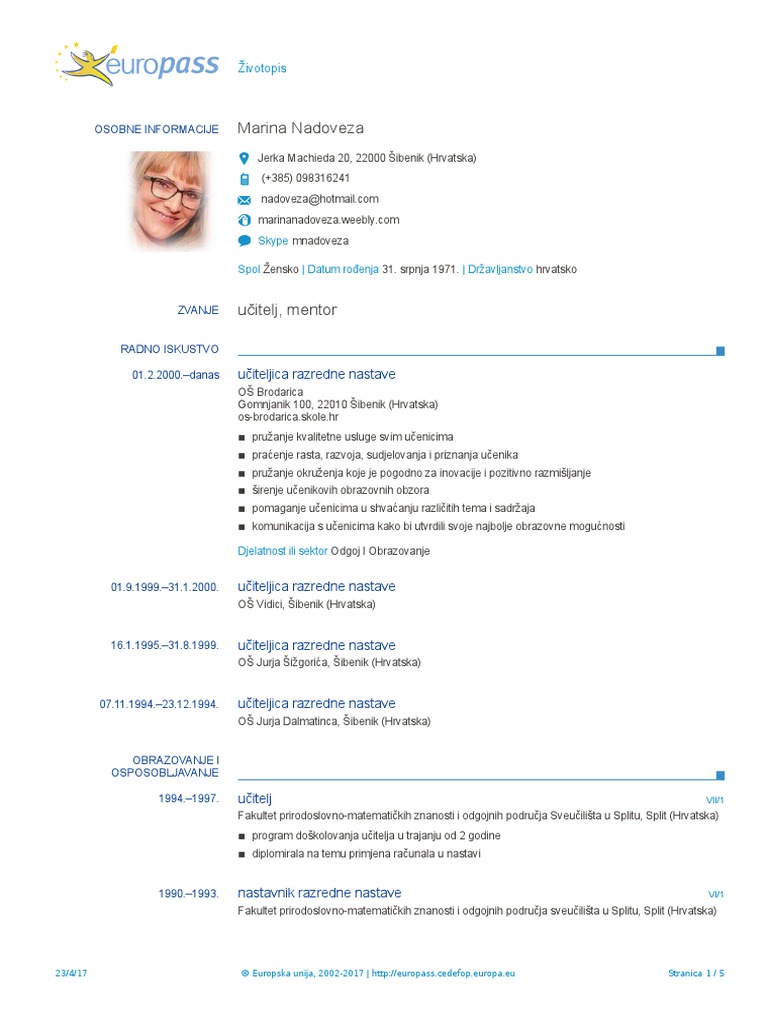 CV Europass 20170423 Nadoveza HR | PDF