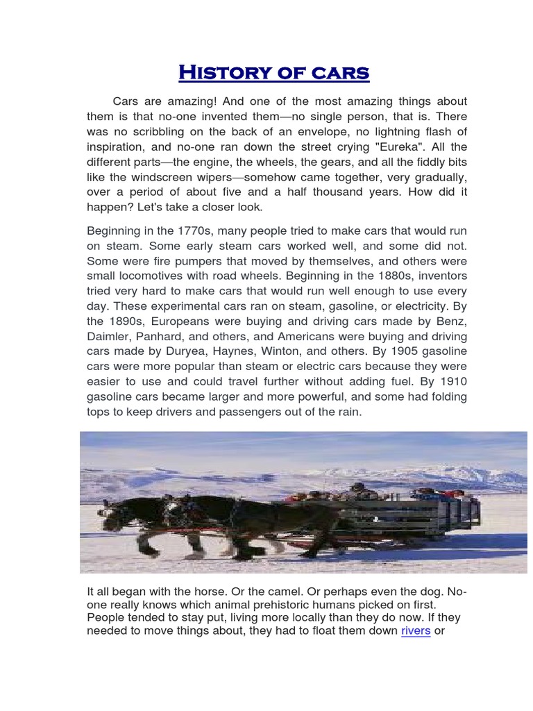 History of Cars | PDF | Car | Steam Engine