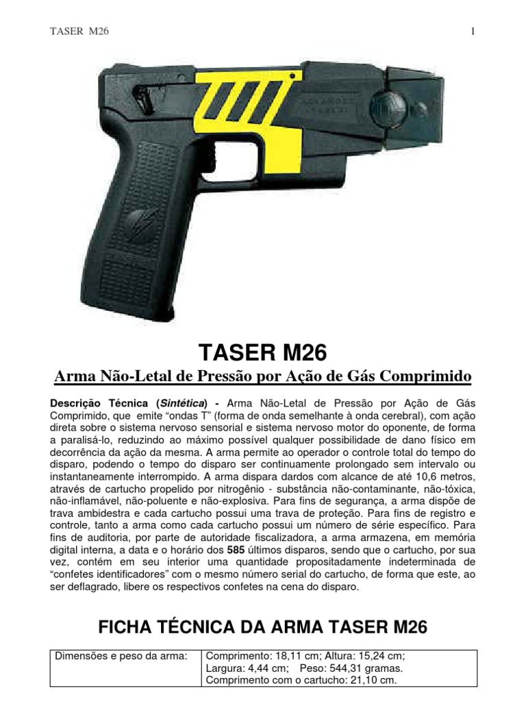 Pistola Taser M26: Especificações e Uso | PDF | Capacitor | Ondas