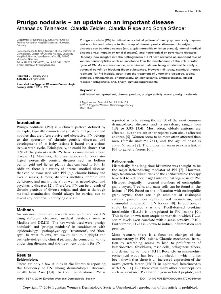 Prurigo Nodularis An Update On An Important.1 | PDF | Antidepressant ...