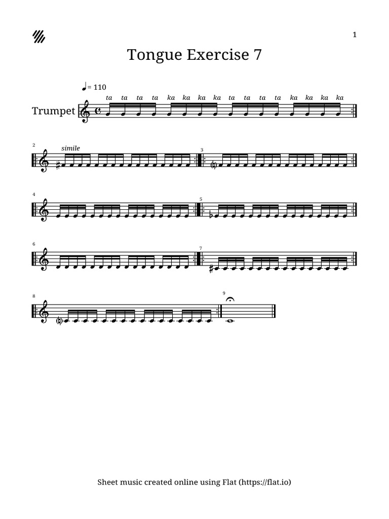 Tongue Exercises Method For Trumpet n.7 | PDF