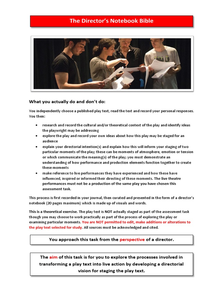Director's Notebook for Play Staging | PDF | Theatre | Emotions