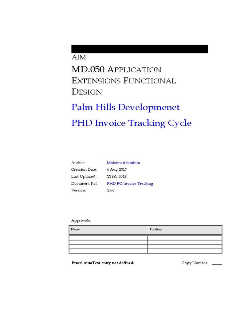 MD050 - PHD PO Invoice Tracking With PO V2 | PDF | Accounts Payable ...
