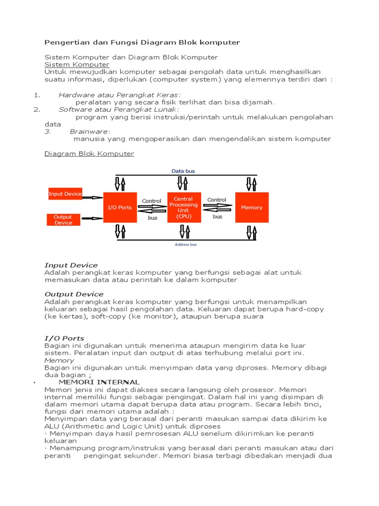 Pengertian Dan Fungsi Diagram Blok Komputer | PDF