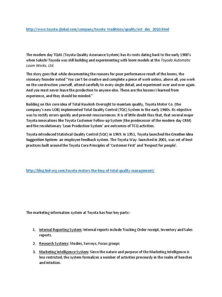 Management Information System Toyota | Download Free PDF | Toyota ...