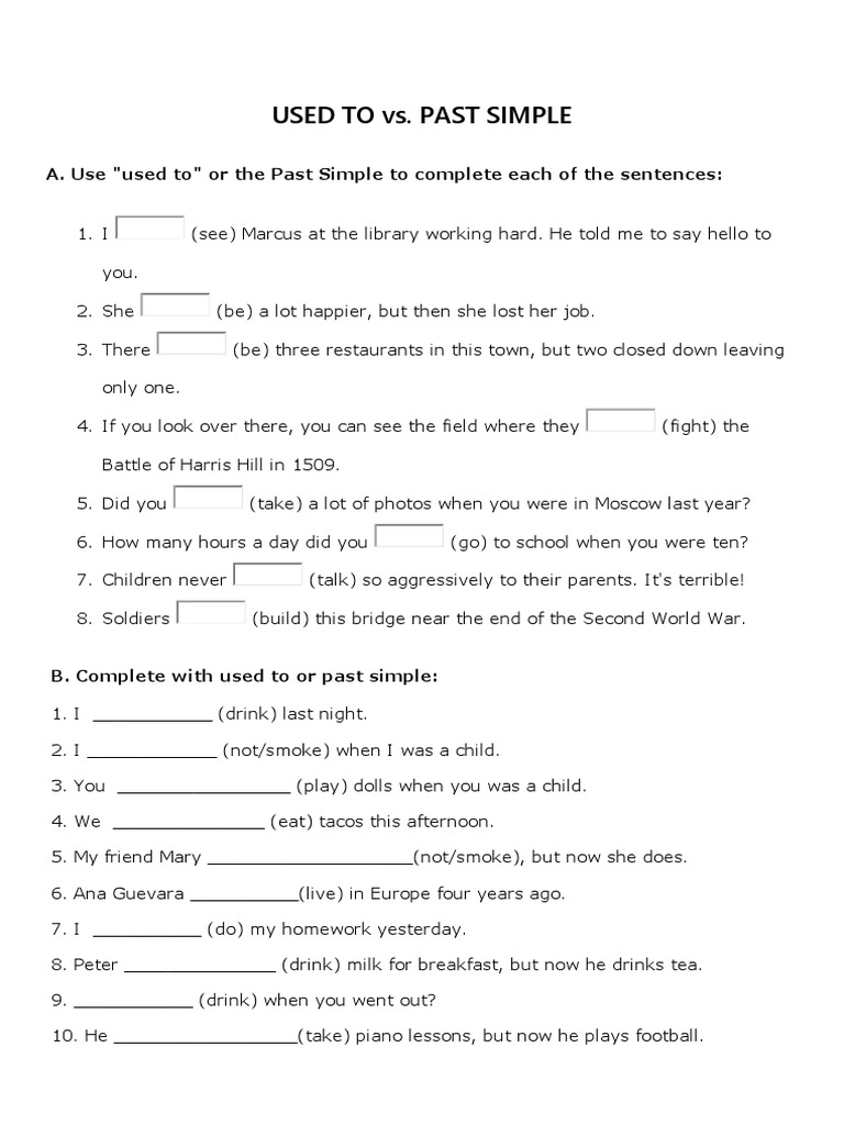 Used To vs. Past Simple | PDF