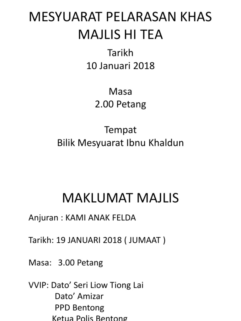 Mesyuarat Khas Majlis Hi Tea | PDF