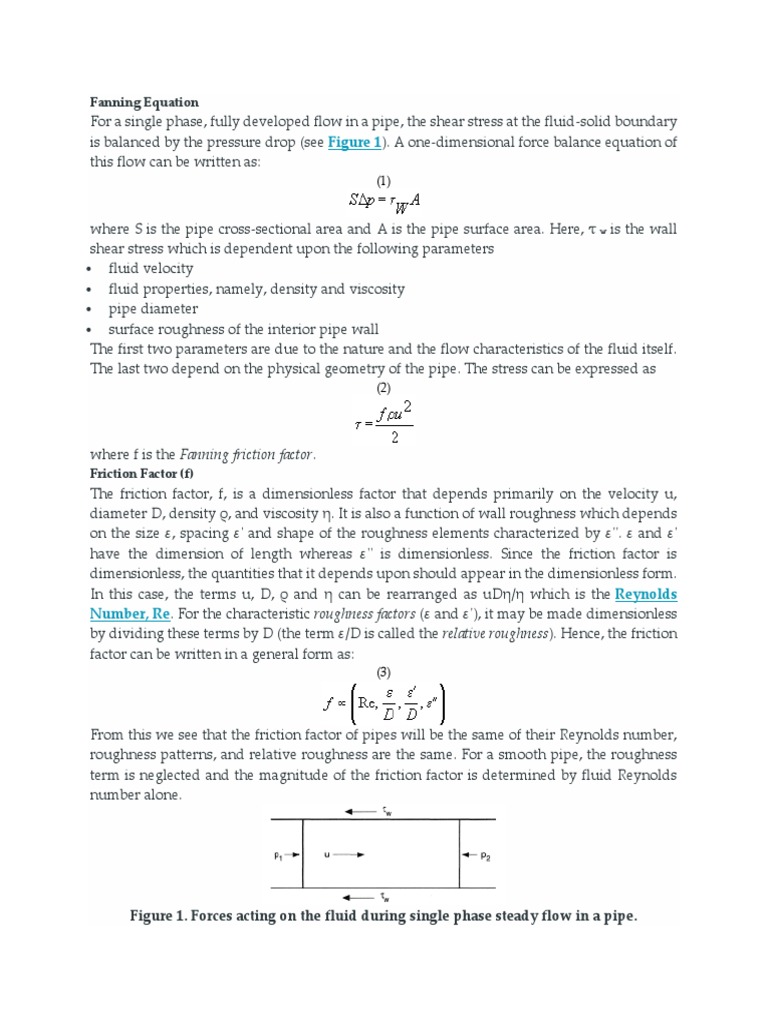 Fanning Equation | PDF | Reynolds Number | Fluid Dynamics