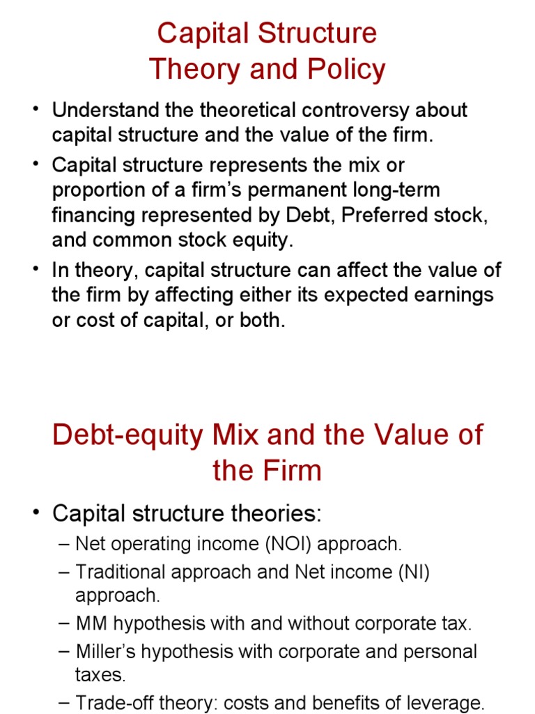 Capital Structure Theories | PDF | Capital Structure | Tax Rate
