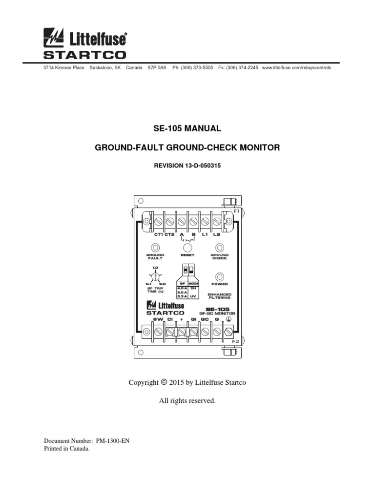 Littelfuse ProtectionRelays SE 105 Manual | PDF | Relay | Fuse (Electrical)