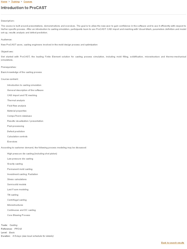 Introduction To ProCAST - MyESI | PDF