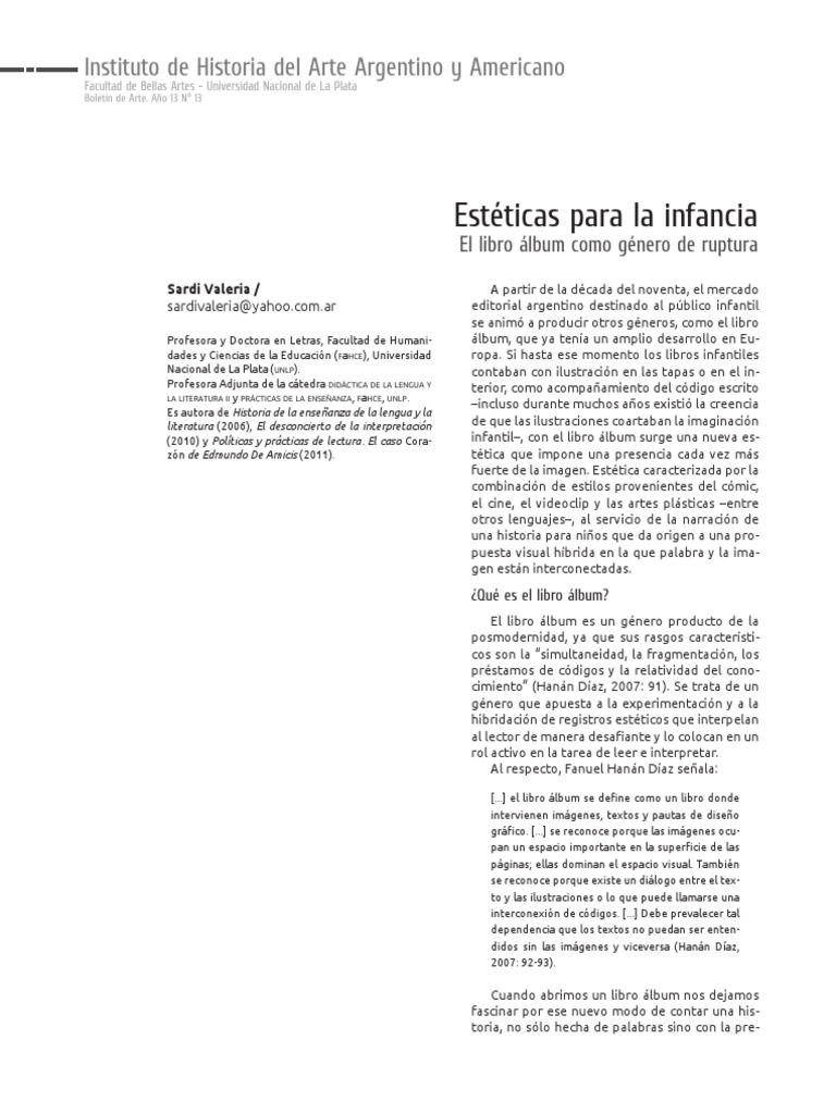 Sardi 2013 Estéticas para La Infancia. El Libro Album Como Género de Ruptura PDF | PDF ...
