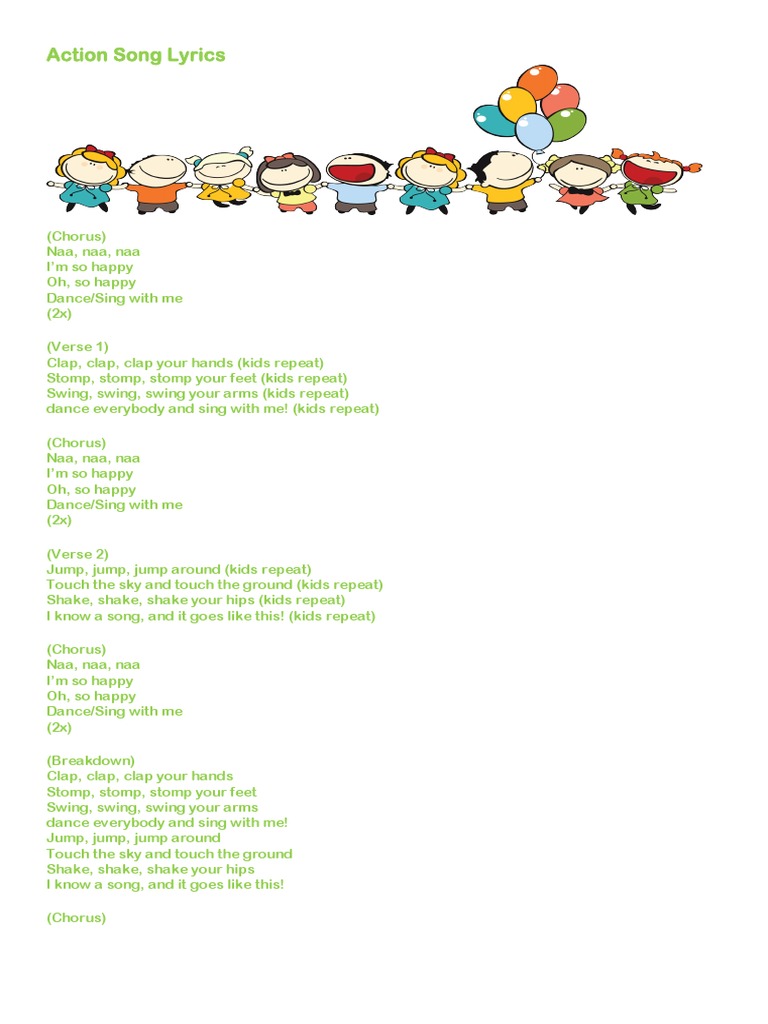 Action Song Lyrics | PDF