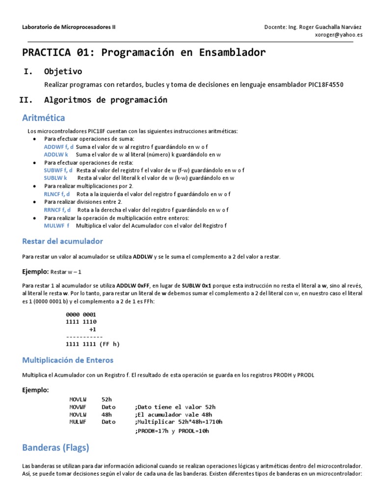 P01 Programacion en Ensamblador | PDF | Lenguaje ensamblador | Poco