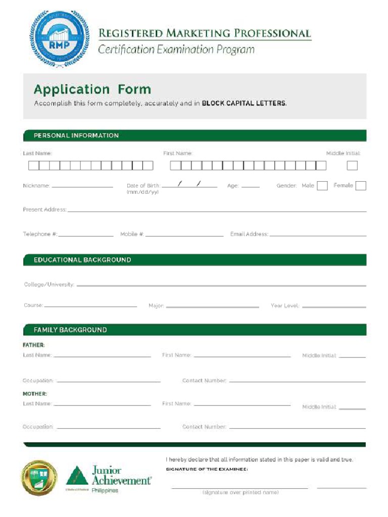 RMP Application Form | PDF