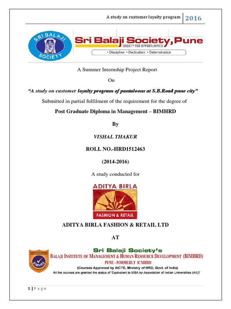 A Study On Customer Loyalty Program | PDF | Loyalty Program | Retail