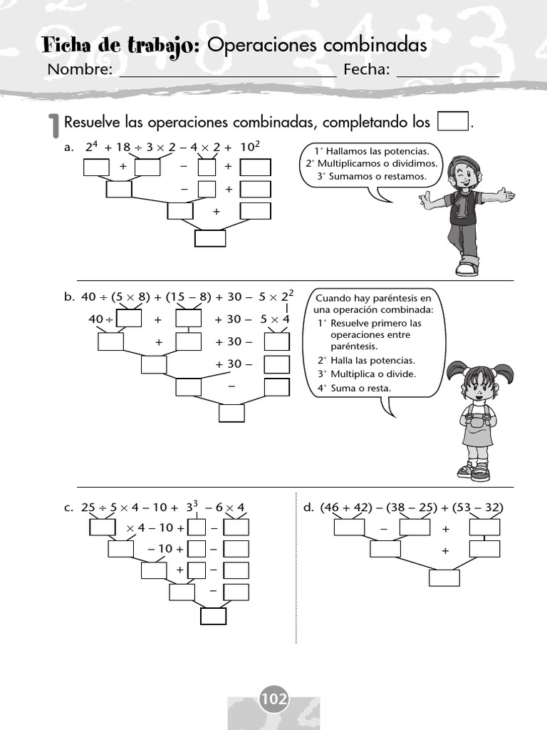 Hojas De Trabajo De Operaciones Simples, Compuestas Y Complejas