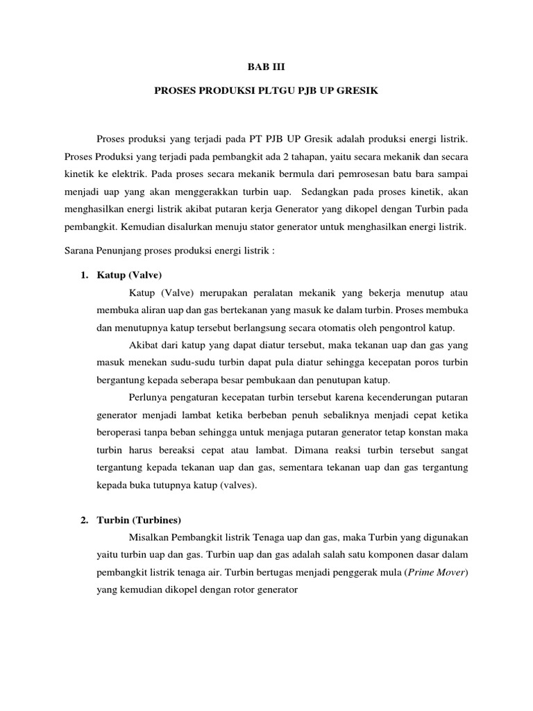 Proses Produksi Pltgu PJB Up Gresik | PDF