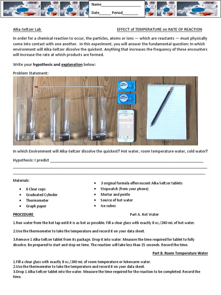 Alka Seltzer Lab ChemistryH | PDF | Temperature | Thermometer
