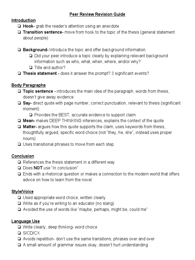 Peer Review Checklist | PDF