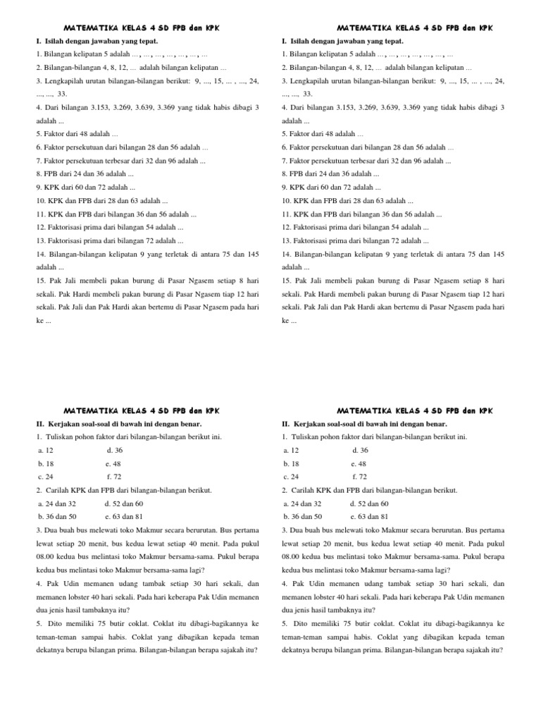 Soal KPK & FPB | PDF