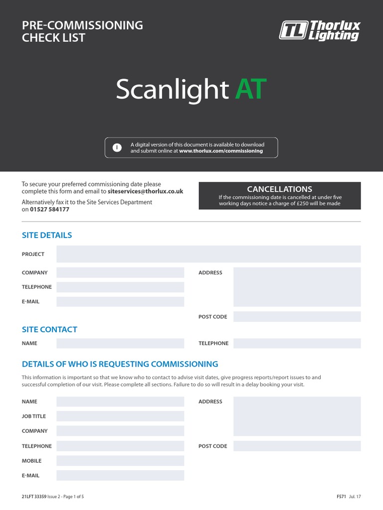 Scanlight at Pre Commissioning Check List 21lft33359 | PDF | Light ...