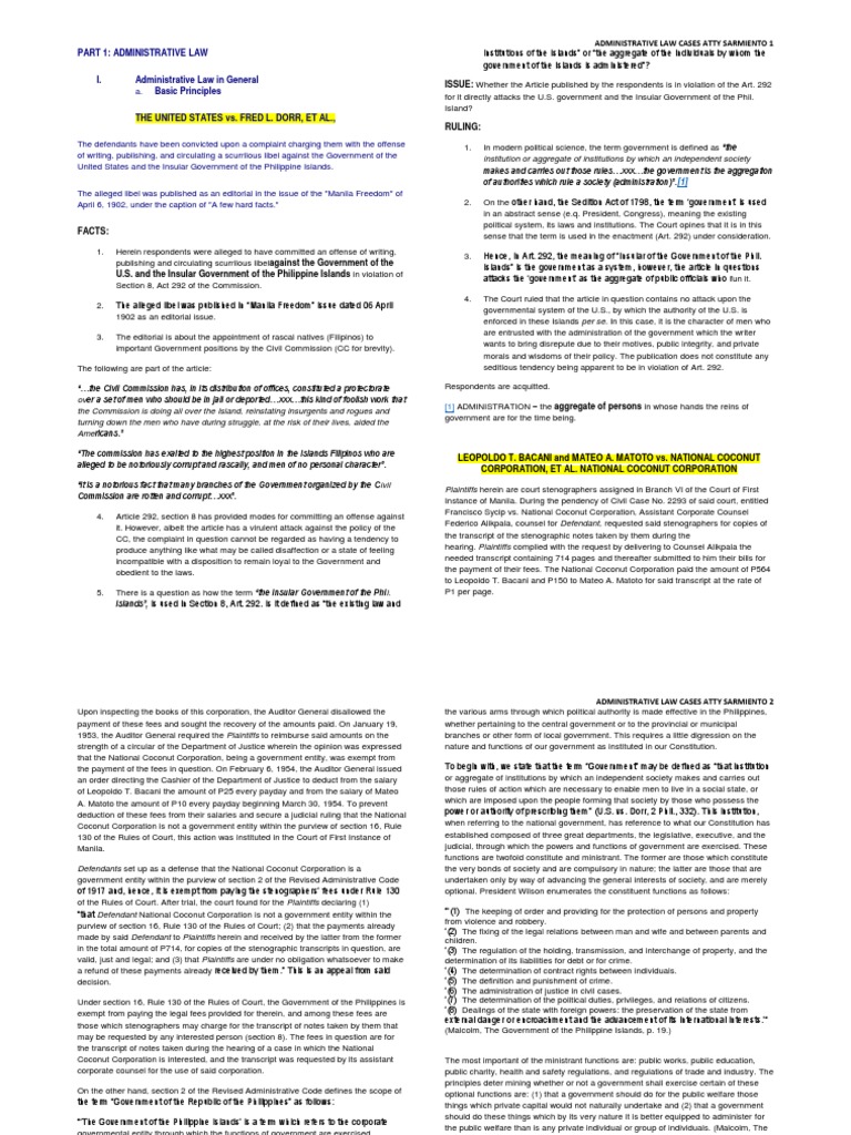 Administrative Law Case Analysis | PDF | Corporations | State Owned ...