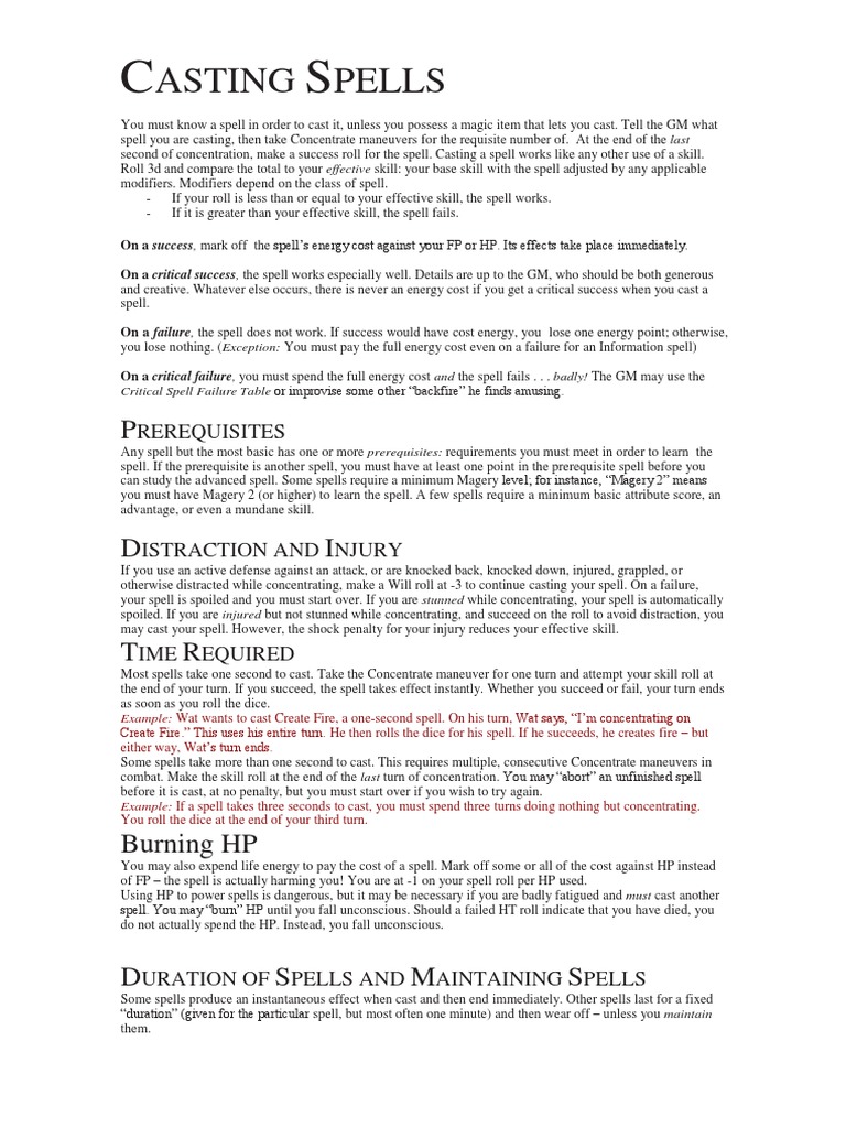 GURPS Magic Rules | PDF | Missile | Magic (Paranormal)