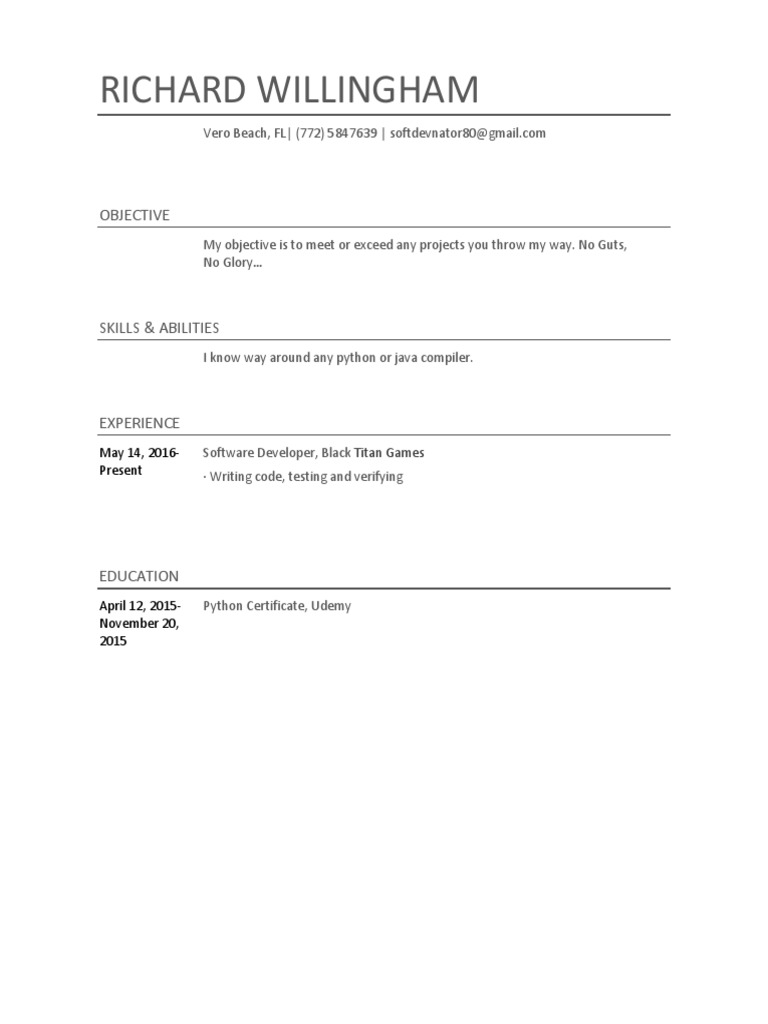Richard Willingham: Objective | PDF