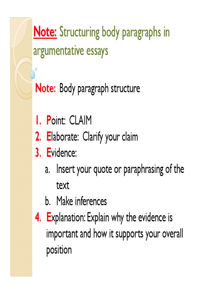 Structuring Argumentative Essay Bodies | PDF | Computers