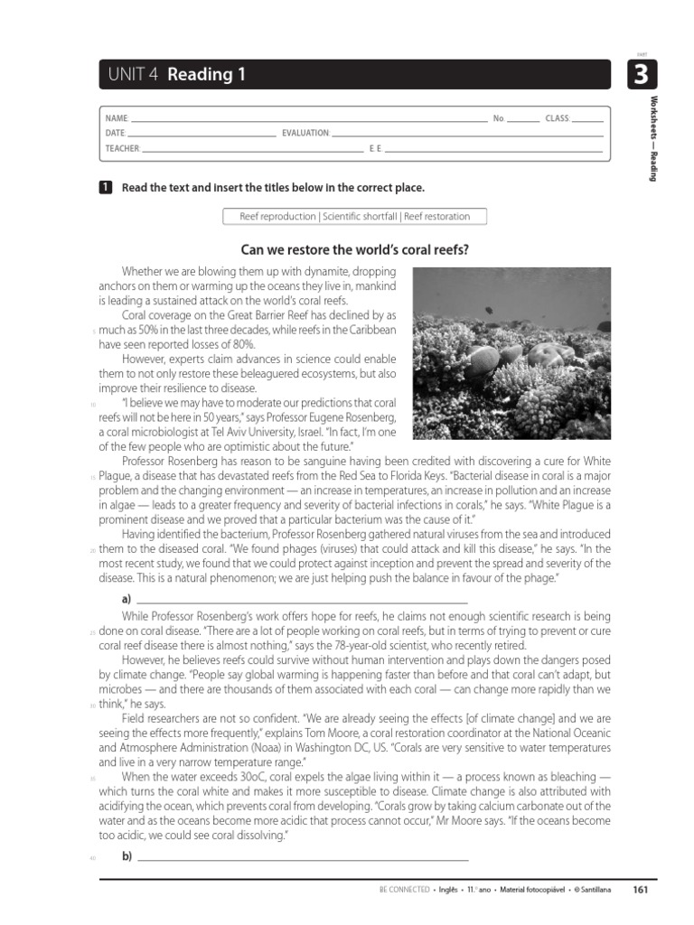 Unit 4 Reading 1: Can We Restore The World'S Coral Reefs? | PDF | Coral Reef | Coral