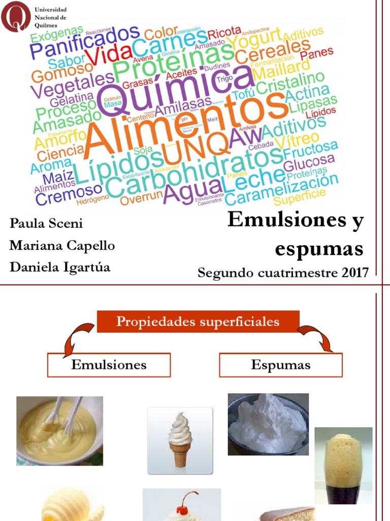 Emulsiones y Espumas en Alimentos | PDF | Emulsión | Proteínas