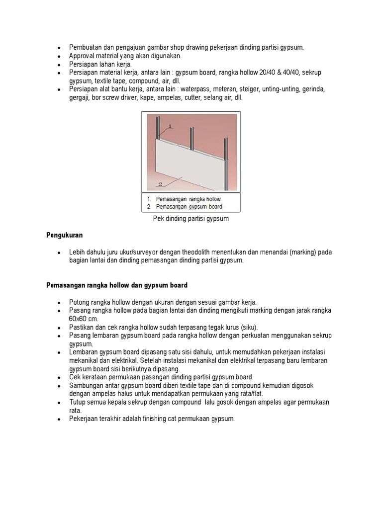 Panduan Pemasangan Partisi Gypsum | PDF | Teknologi & Rekayasa