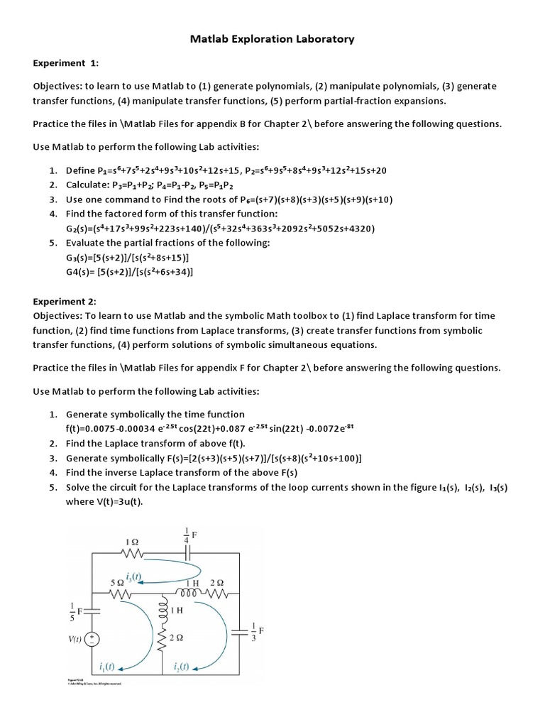 Matlab Exploration Laboratory 1 | PDF