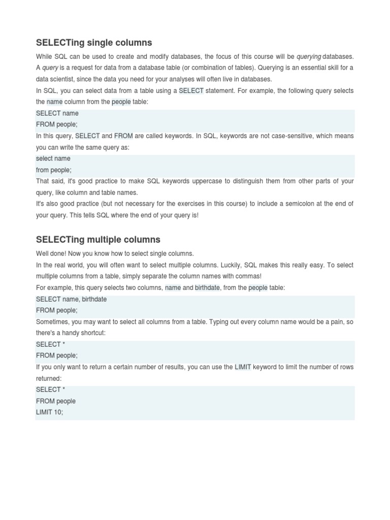 SQL | PDF | Table (Database) | Computer Programming