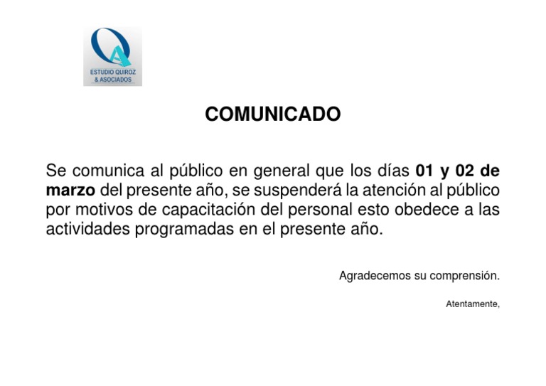 Modelo de Comunicado | PDF