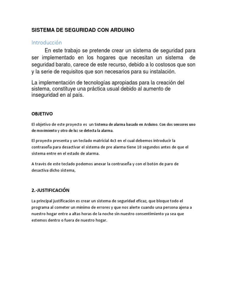 Sistema de Seguridad Con Arduino | PDF Sistema de Seguridad Con Arduino | PDF