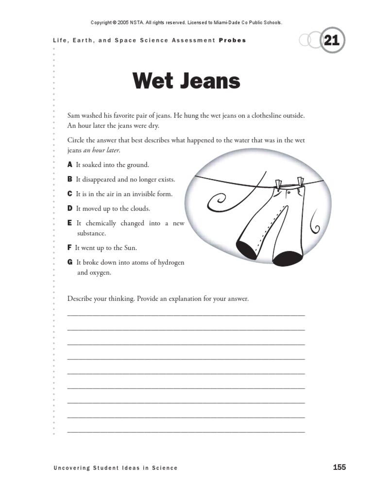 Science Probe-Wet Jeans Student | PDF