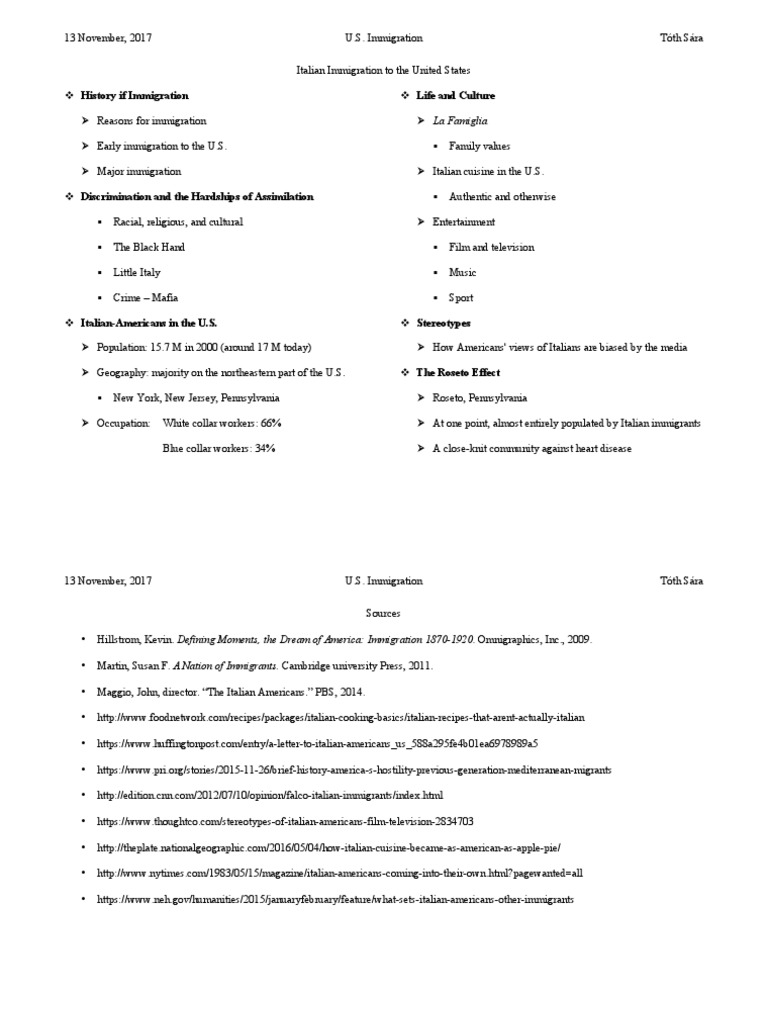 Italian Immigration To The United States | PDF | Immigration ...