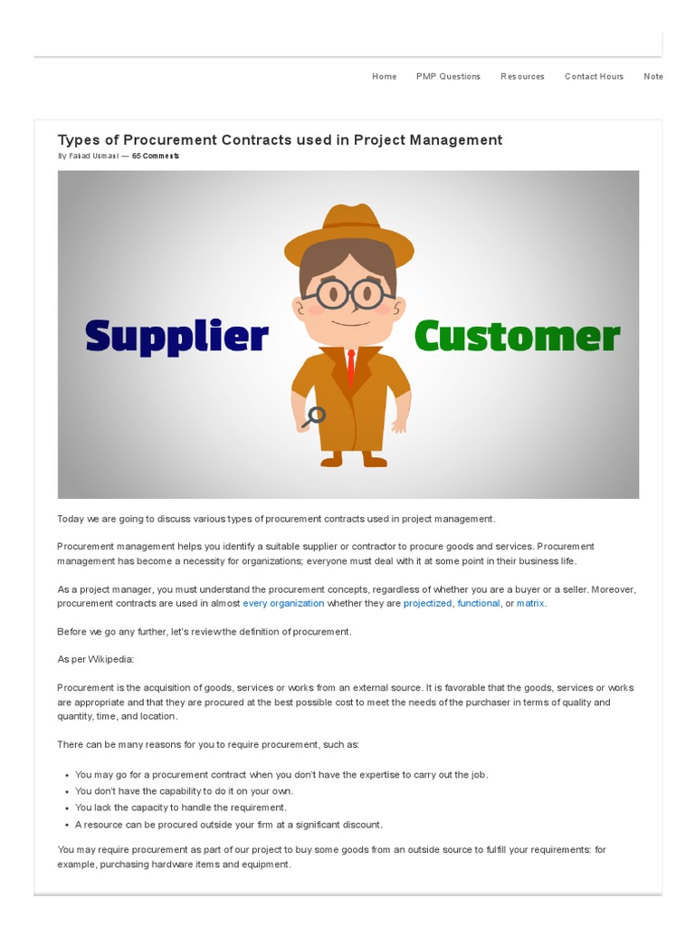 Types of Procurement Contracts Explained | PDF | Procurement | Cost