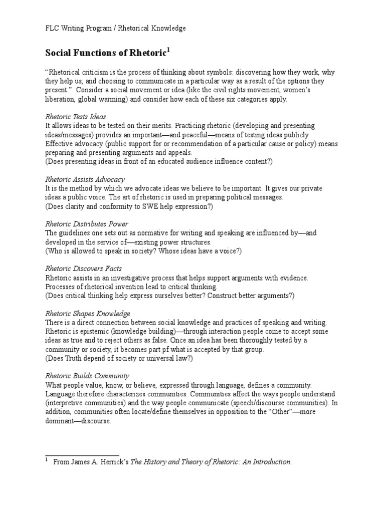 Social Functions of Rhetoric | PDF | Rhetoric | Idea