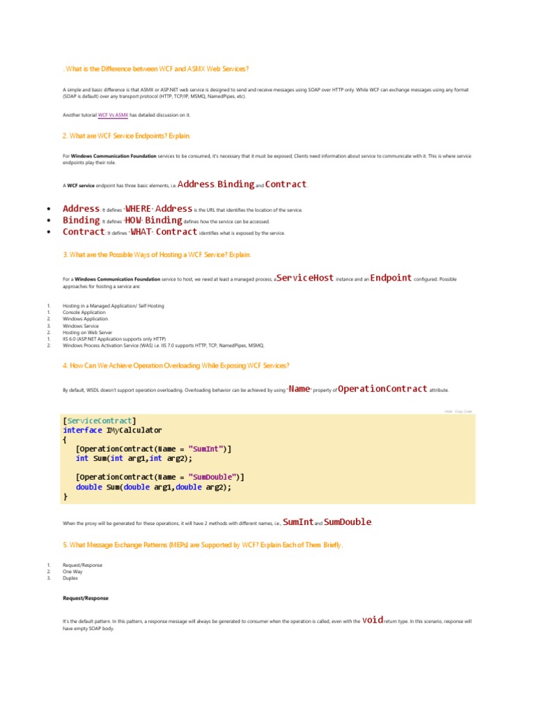 What Is The Difference Between WCF and ASMX Web Services | PDF ...