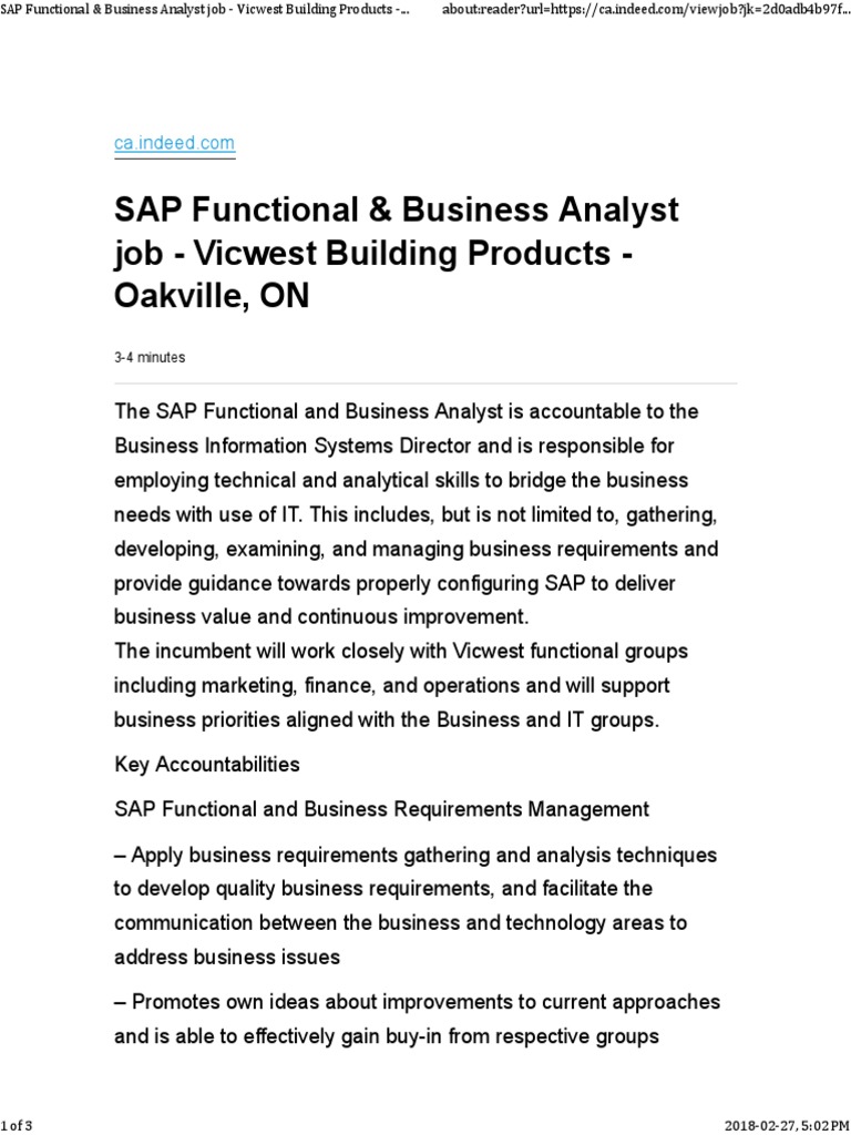 SAP Functional & Business Analyst | PDF | Intelligence Analysis | Sap Se