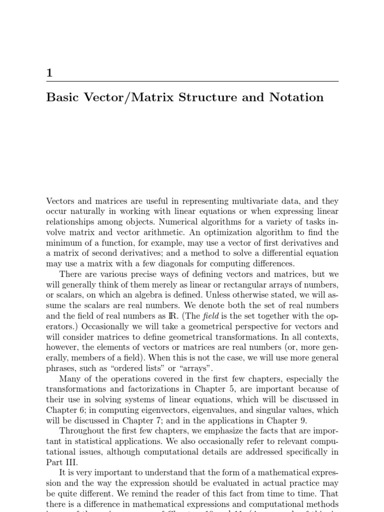 1 Basic Vector/Matrix Structure and Notation | PDF | Matrix ...