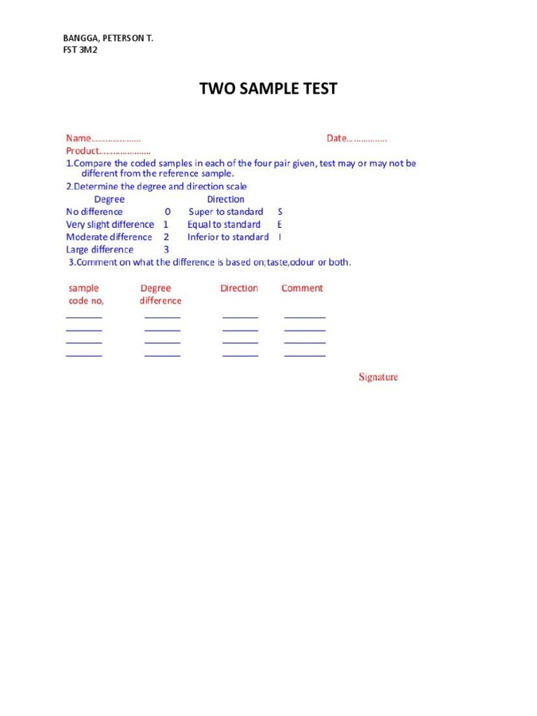 Two Sample Test: Bangga, Peterson T. FST 3M2 | PDF
