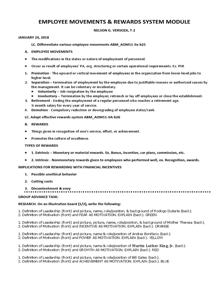10 Employee Movements & Reward System Module | PDF | Reward System ...