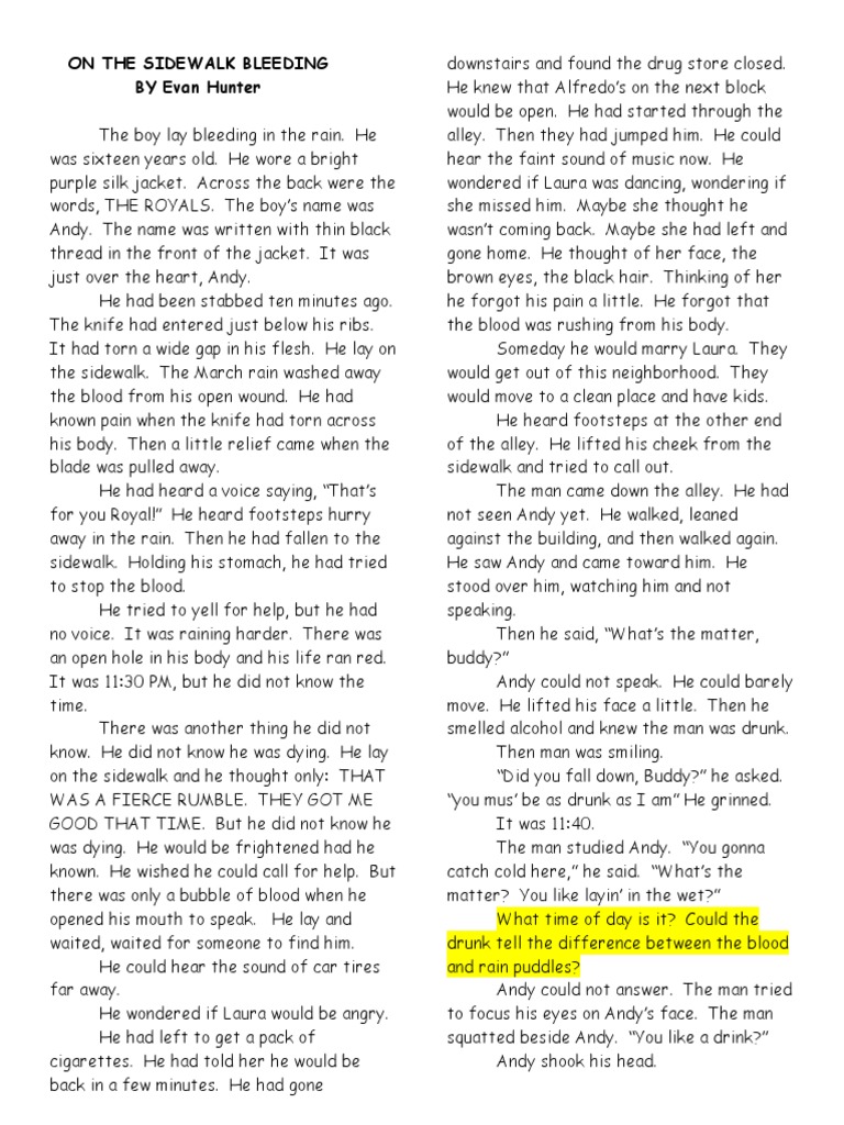 On The Sidewalk Bleeding | PDF | Leisure