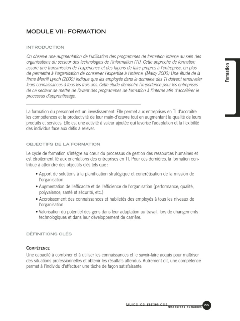 Module07 Formation PDF | PDF | Ressources humaines | Planification