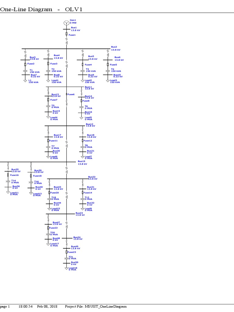 One-Line Diagram - Olv1: Page 1 18:00:54 Feb 08, 2018 Project File ...